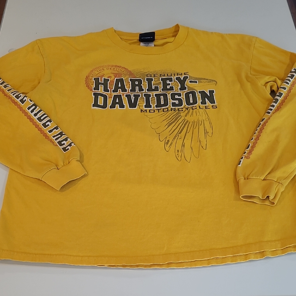 Harley Davidson Motorcycles Yellow Long Sleeved Shirt… - Gem